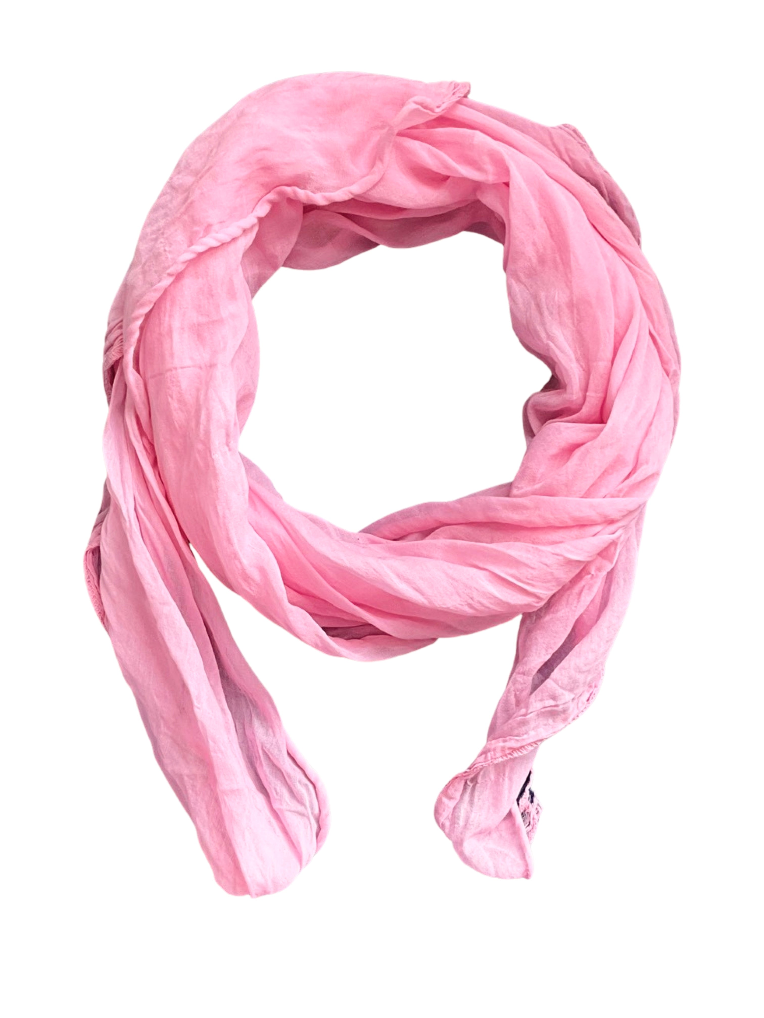 Foulard femme rose pâle 20% soie et 80% coton – Virage Mode